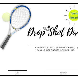 Girls Tennis Certificates Awards Editable Summer Camp End of the Season ...