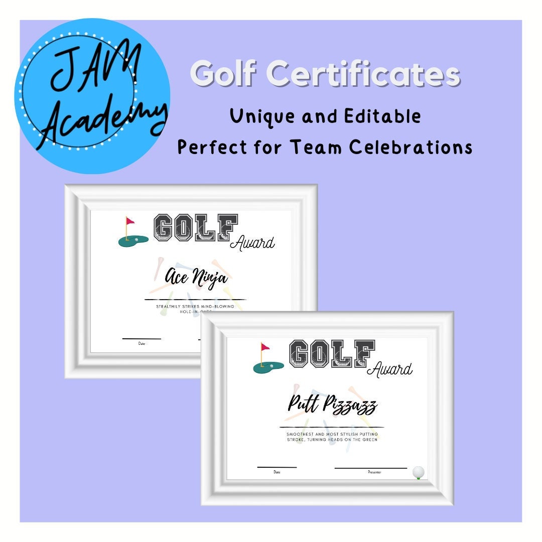 Golf 16 Certificates Awards - Editable for Summer Camp, End of the ...