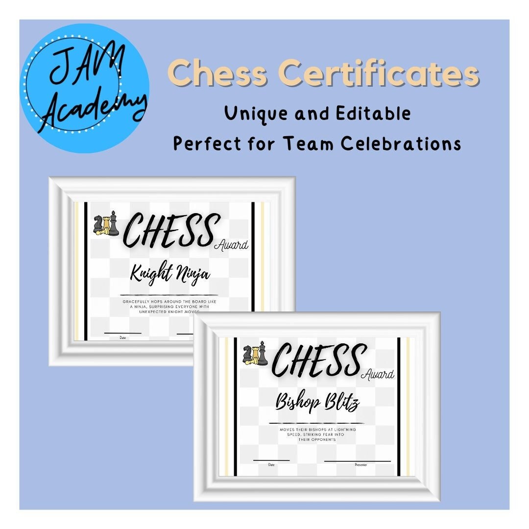 Unique Chess Award Certificates – School Teams, Tournaments (printable ...