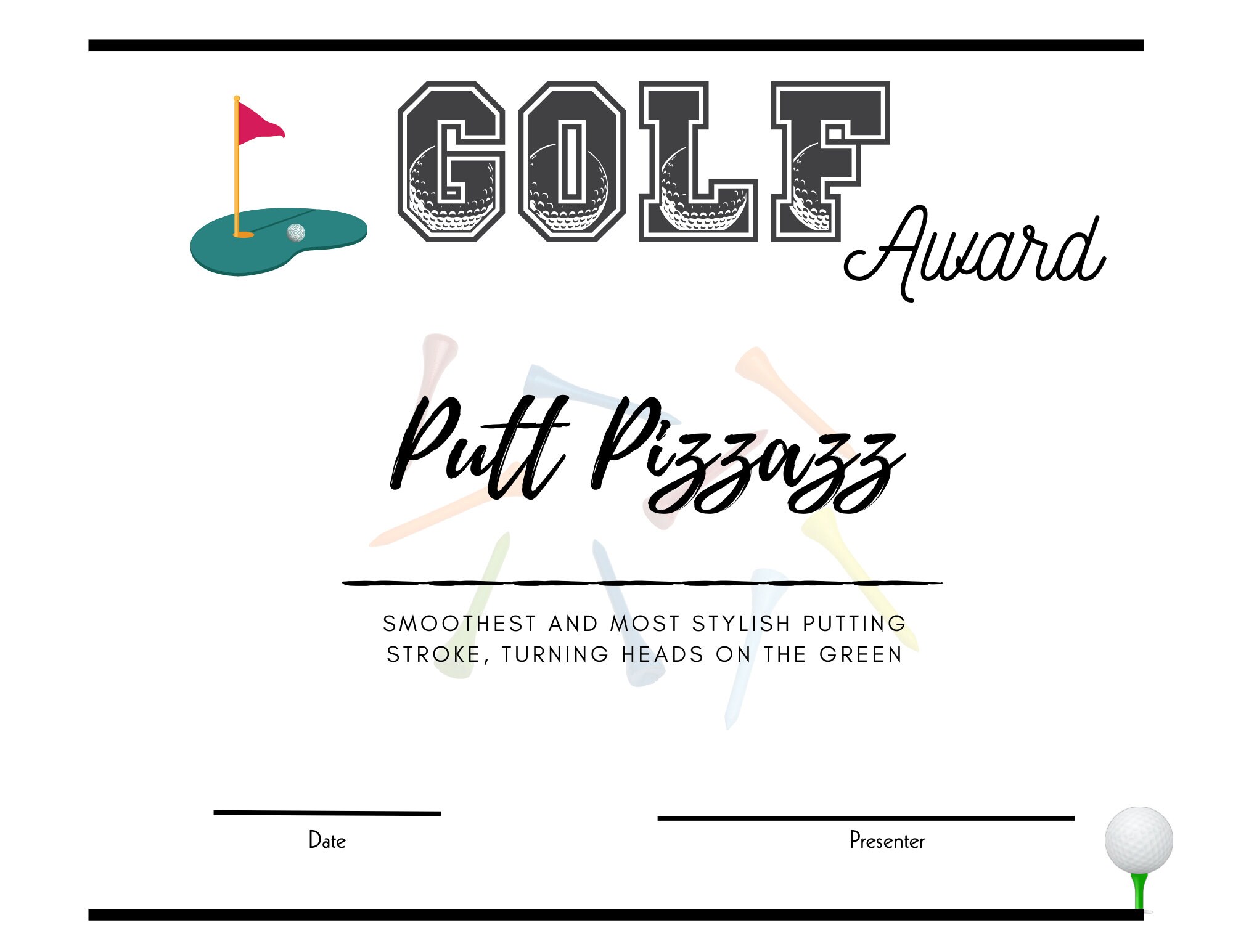 Golf 16 Certificates Awards - Editable for Summer Camp, End of the ...