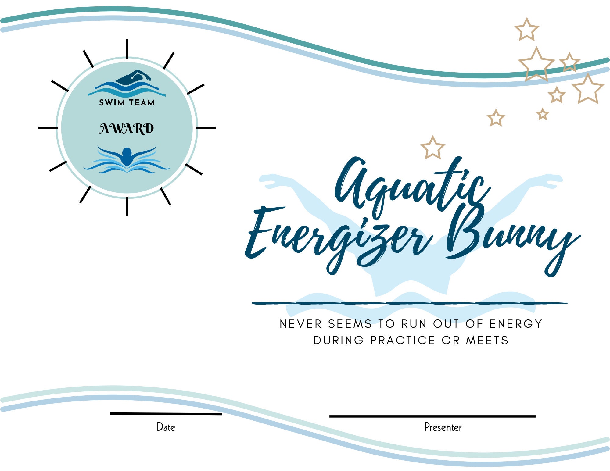 Swim Team Fun Certificates Awards Editable for Summer Camp, End of the ...