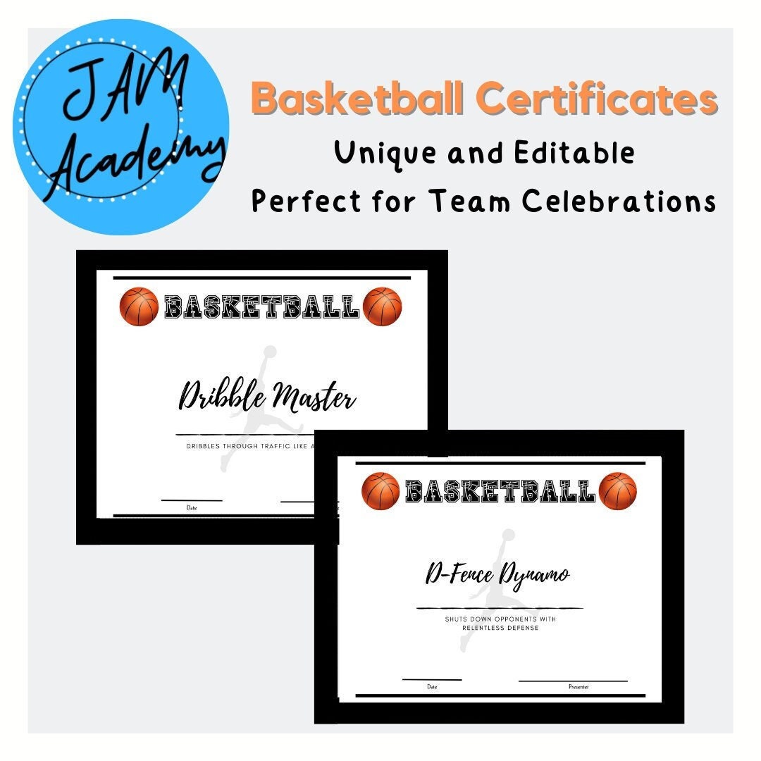Basketball Award Certificates, Editable Sports Party Favors - Etsy