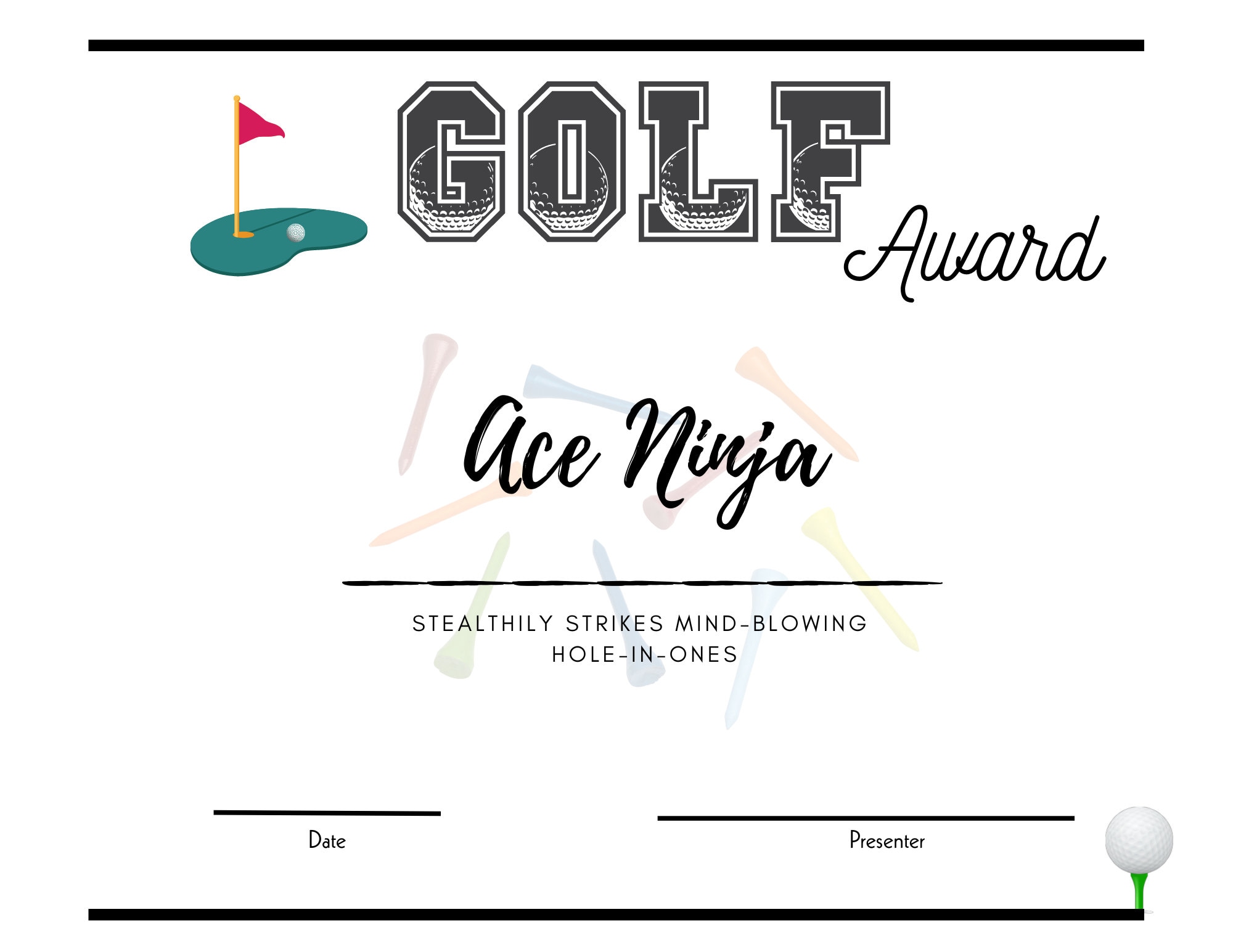 Golf 16 Certificates Awards - Editable for Summer Camp, End of the ...