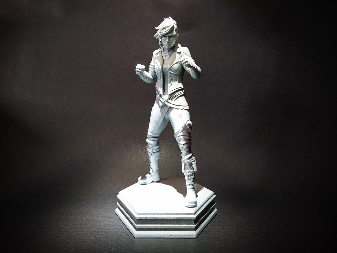 Arcane Vi Statue League of Legends Stone Effect Figure 3D Printed Desk ...
