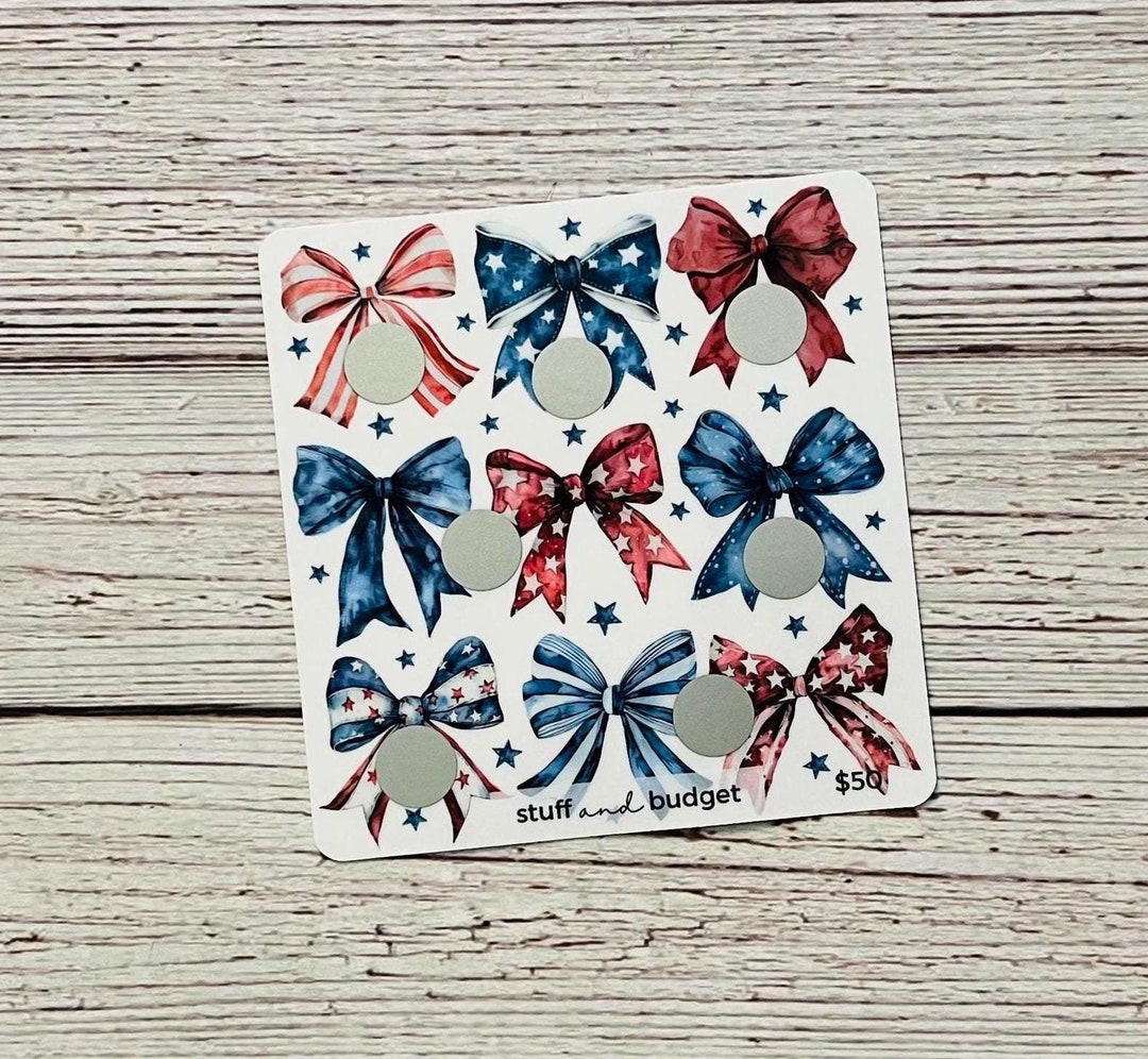 PATRIOTIC BOWS Scratch off Savings Challenge | Save 50 | Red White and ...