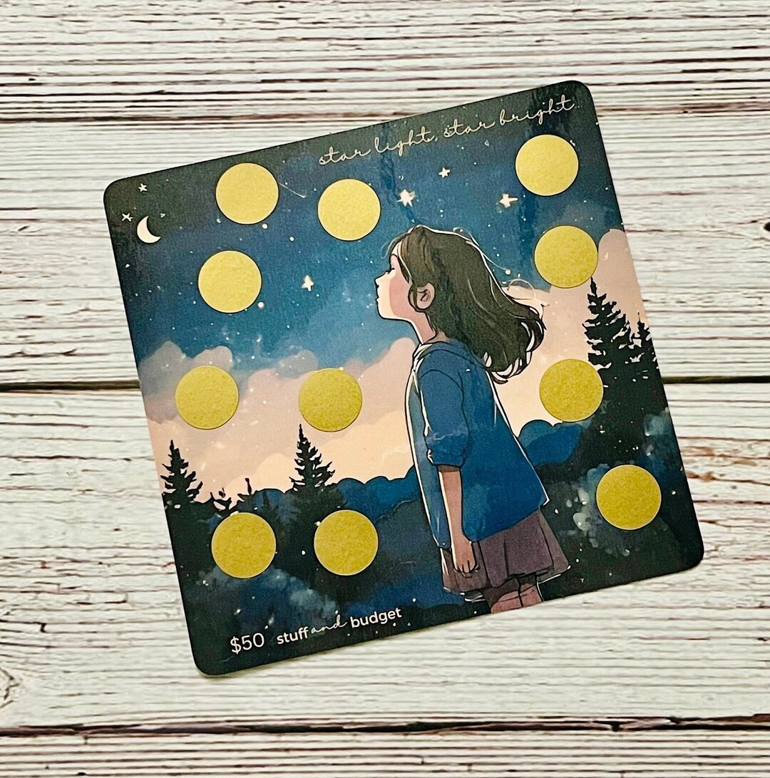 STAR LIGHT Star Bright Scratch off Saving Challenge Laminated | 5x5 ...