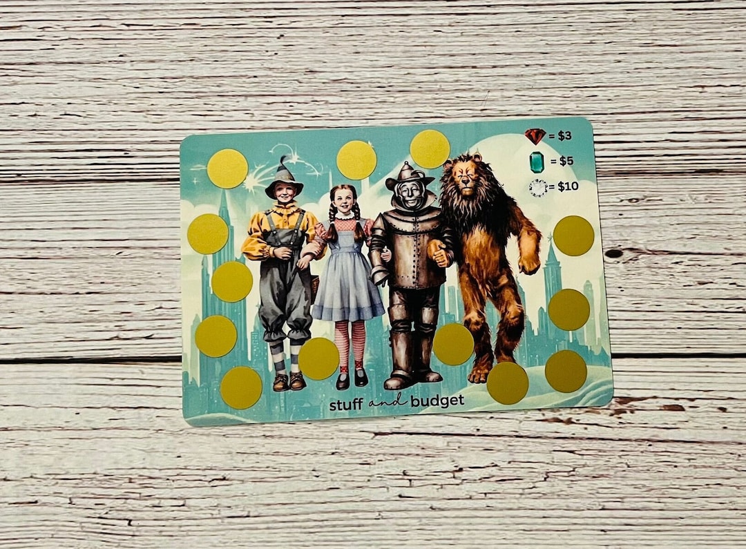 WIZARD OF OZ Scratch off Saving Challenge Laminated | A5 Size | Low ...