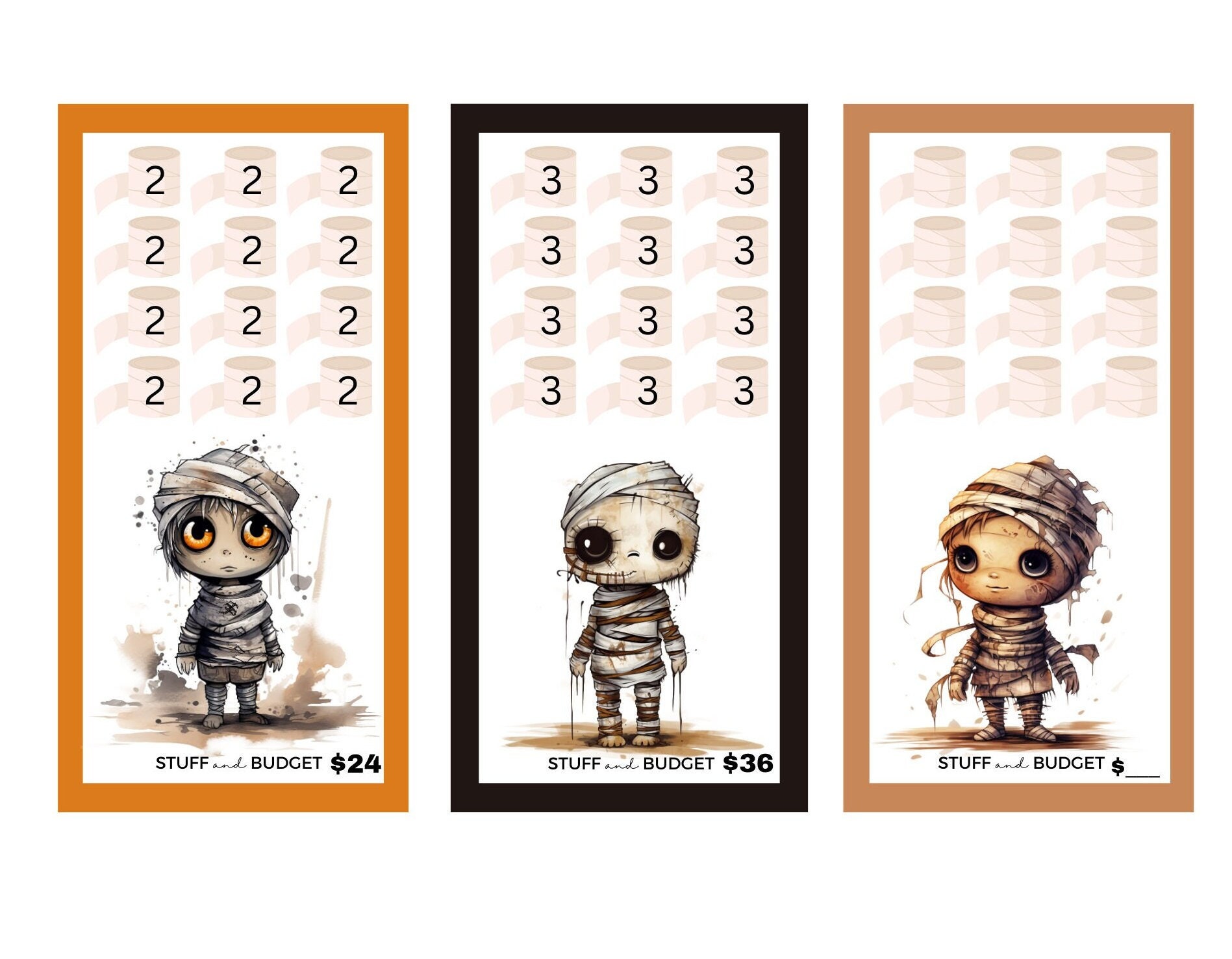 MUMMY Mini Savings Challenges Digital Download Halloween Cute Mummies ...