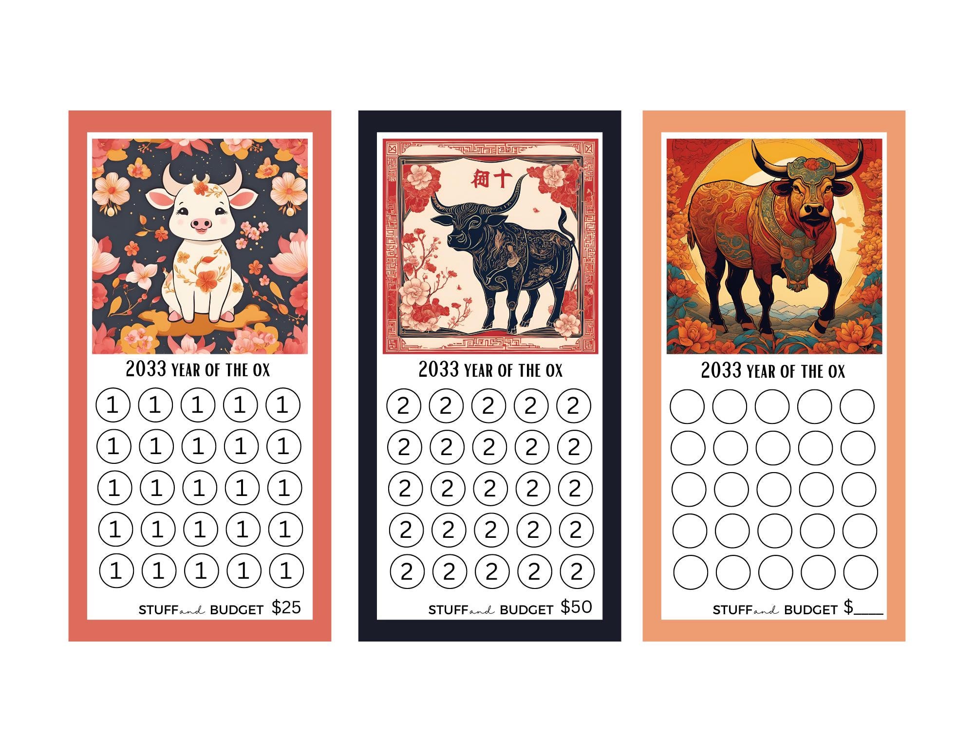 Year of the OX Mini Savings Challenges Digital Download Lunar New Year ...