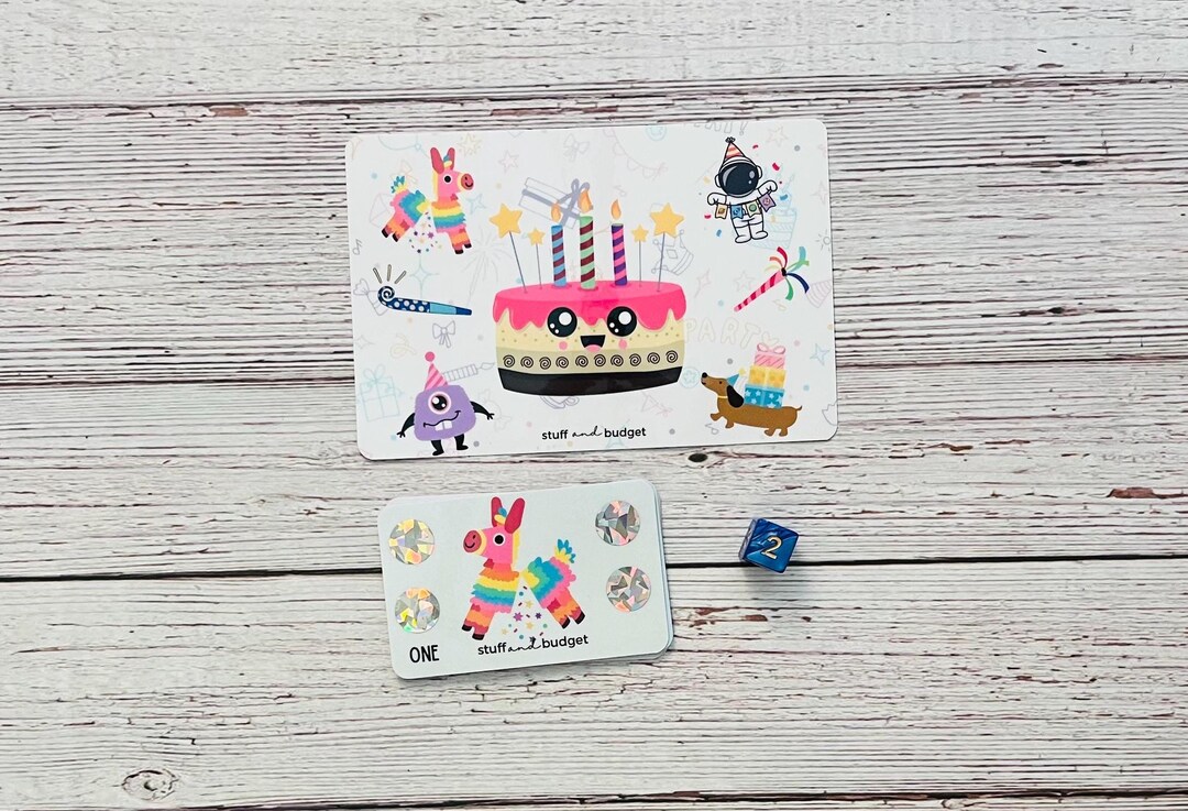 BIRTHDAY Scratcher Game | 6 Mini Scratch off Saving Challenges | Die Included | Randomizer Style ...