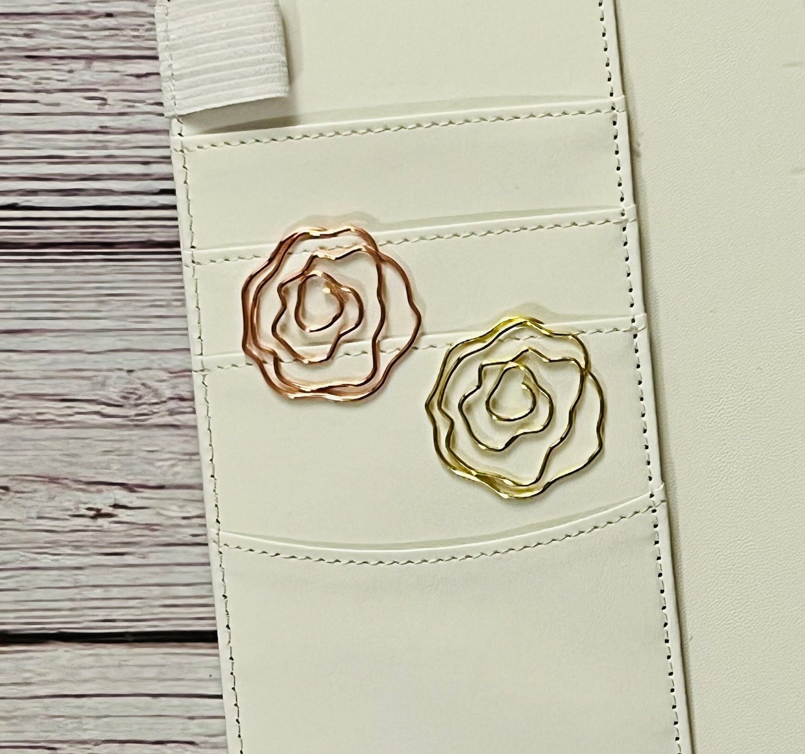 PRETTY FLOWER PAPERCLIPS Set of 2 Gold and Rose Gold Binder Accessories ...