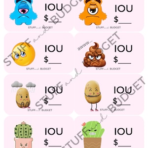 8 IOU Slips Variety Bundle Digital Download Super Cute - Etsy