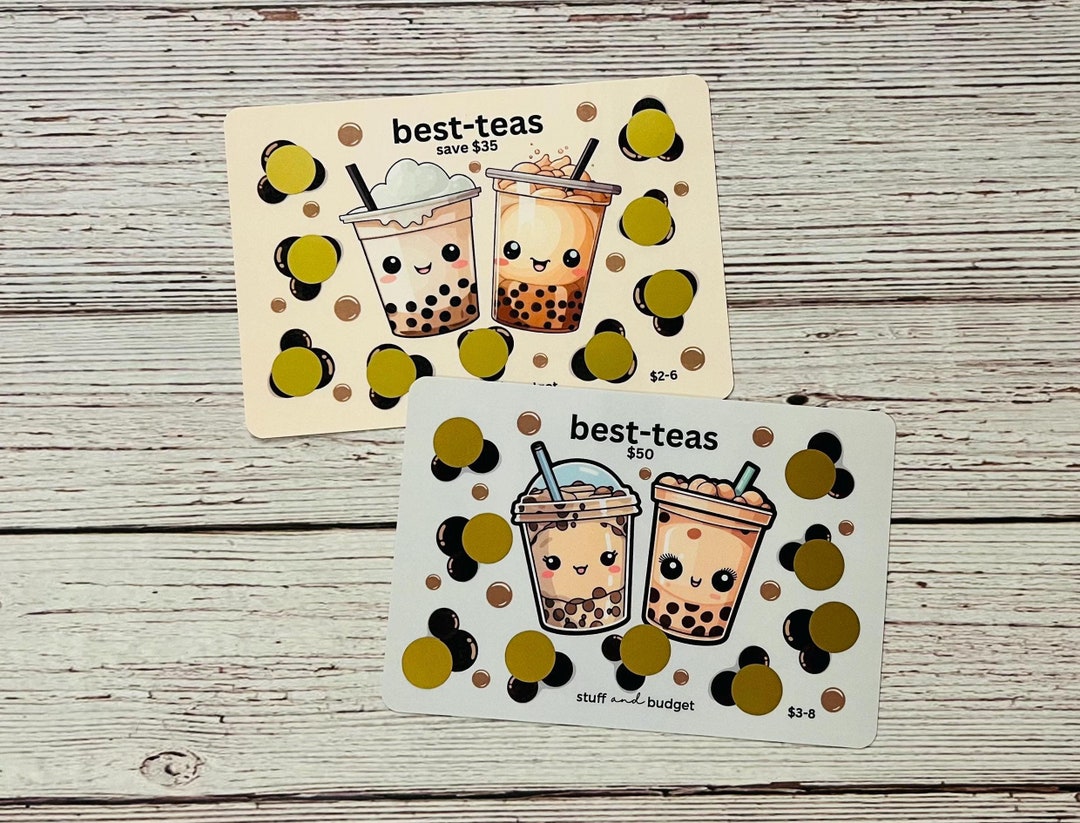 BEST-TEAS Boba Drink Scratch off Saving Challenge Laminated | A5 Size ...