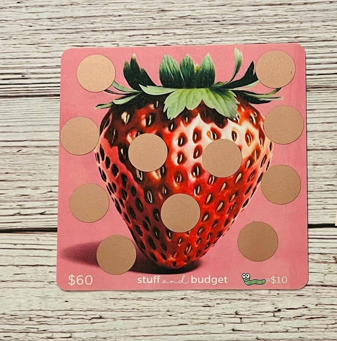 BIG STRAWBERRY Scratch off Saving Challenge | Laminated | 5x5 Size ...