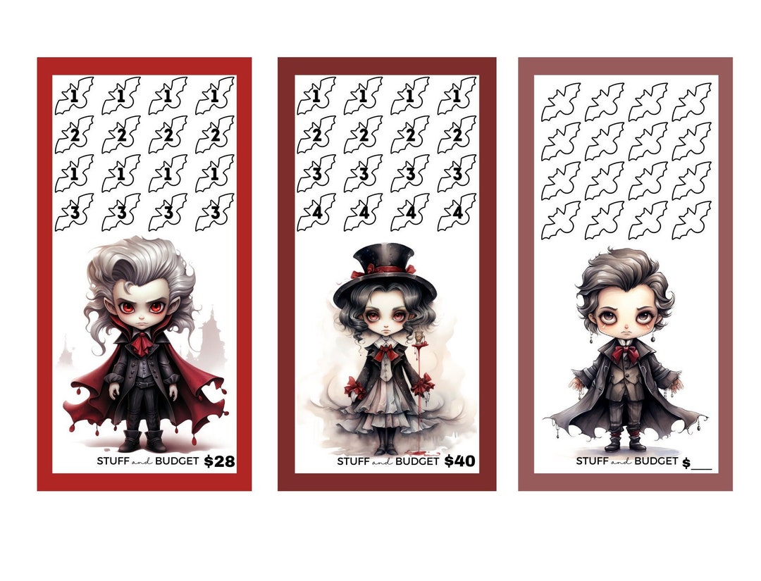 DRACULA VAMPIRE Mini Savings Challenges Digital Download Halloween Cute ...