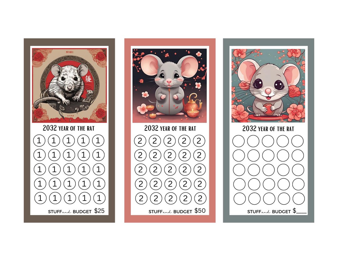 Year of the RAT Mini Savings Challenges Digital Download Lunar New Year ...