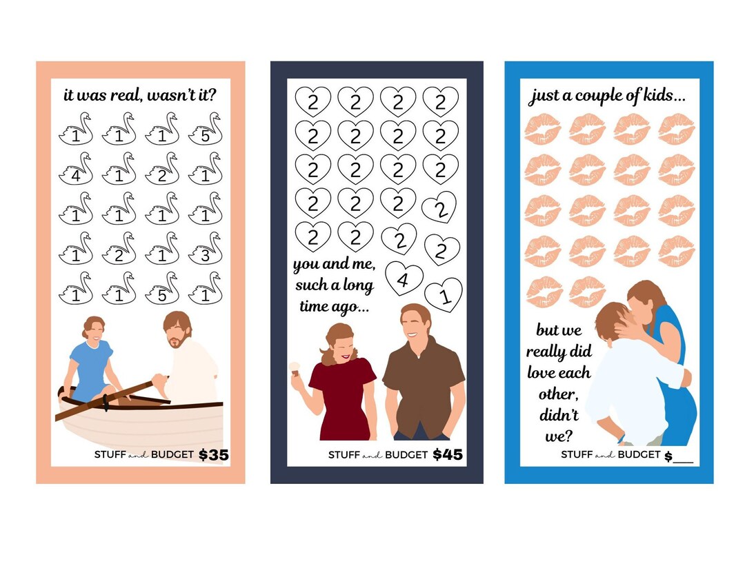 NOTEBOOK Inspired Love Story Mini Savings Challenges | Set of 3 ...