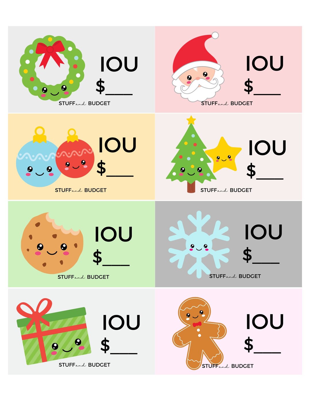 CHRISTMAS! 8 IOU Slips Variety Bundle Digital Download Super Cute - Etsy