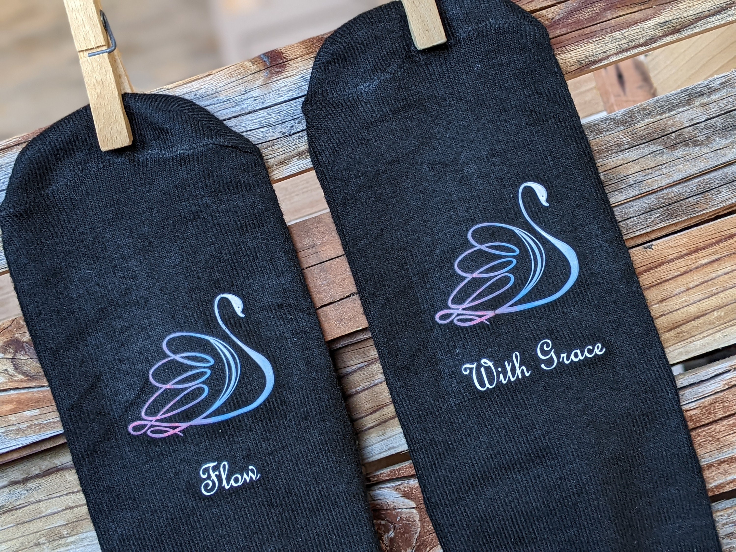 Flow With Grace Swan Quarter Socks, Spiritual, Self-growth, Daily ...