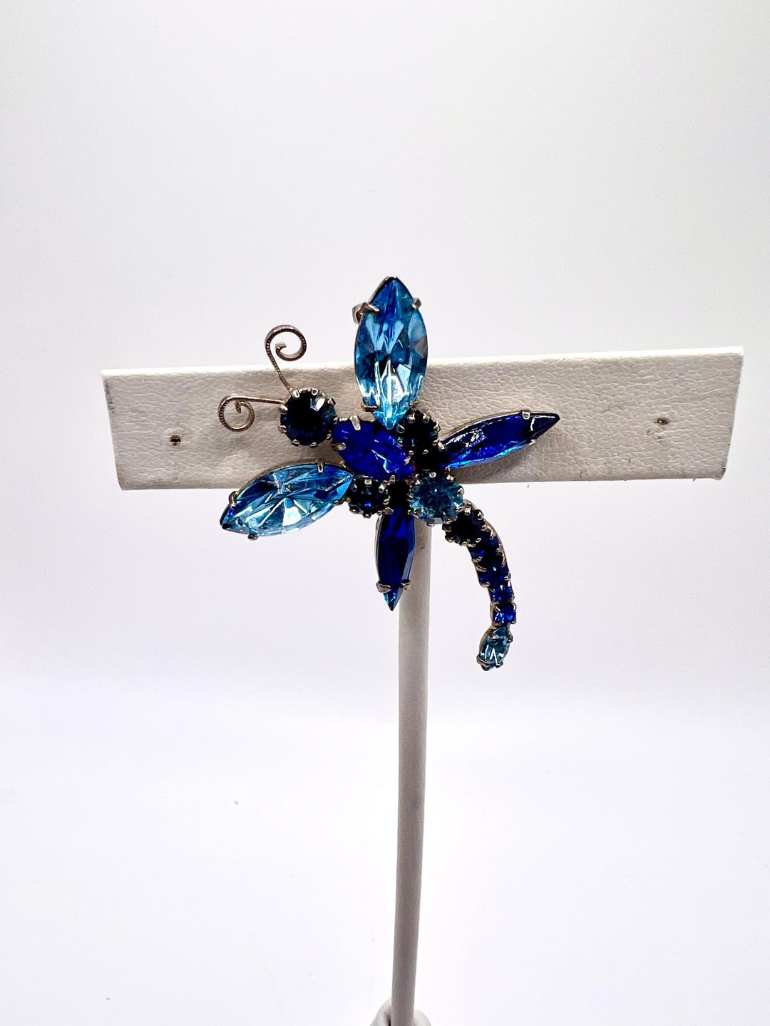 Beautiful Vtg Blue Rhinestone Dragonfly Brooch - Etsy