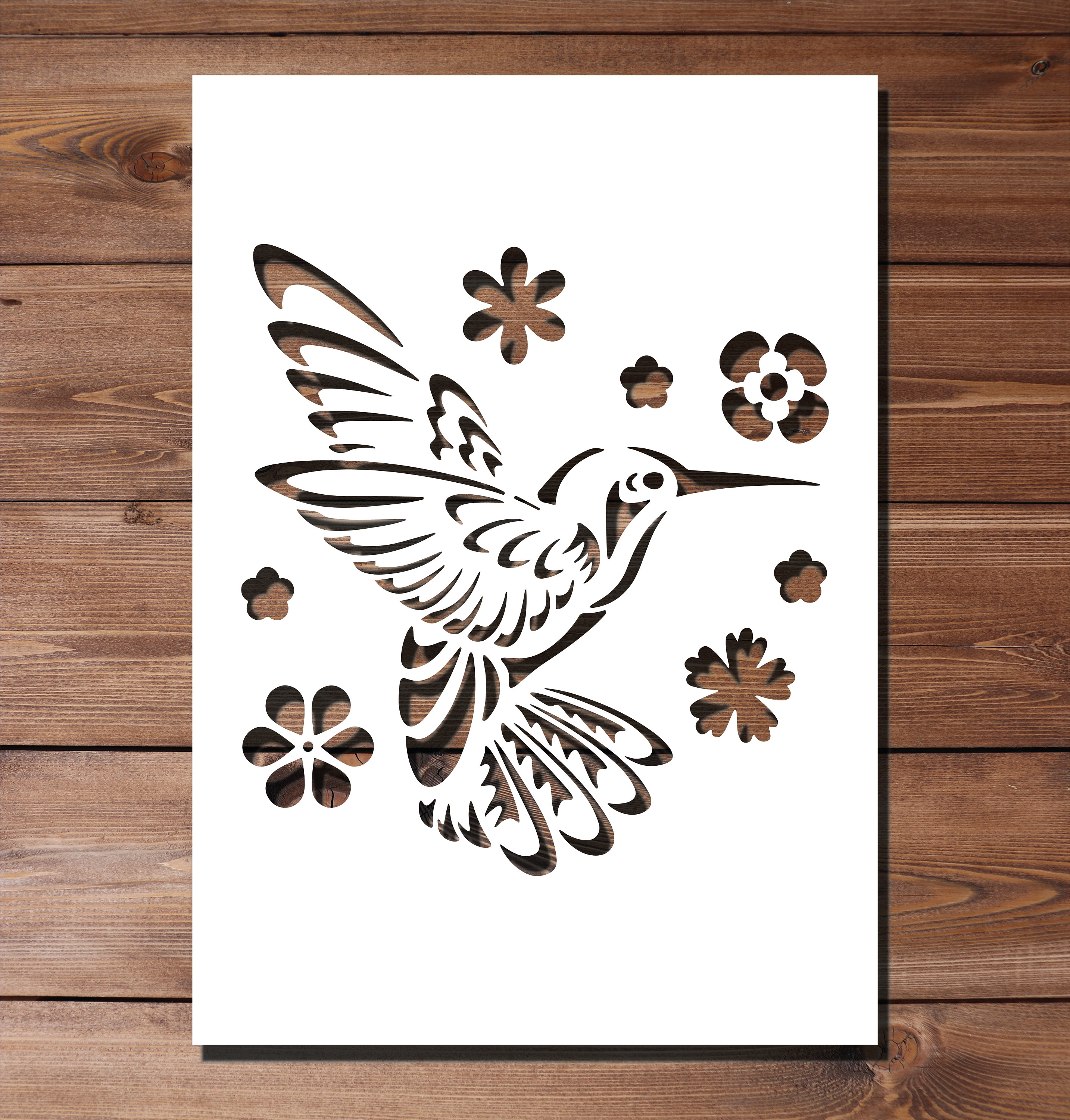 Hummingbird Flowers Stencil - A4 A3 Size 190 Micron Mylar Reusable ...