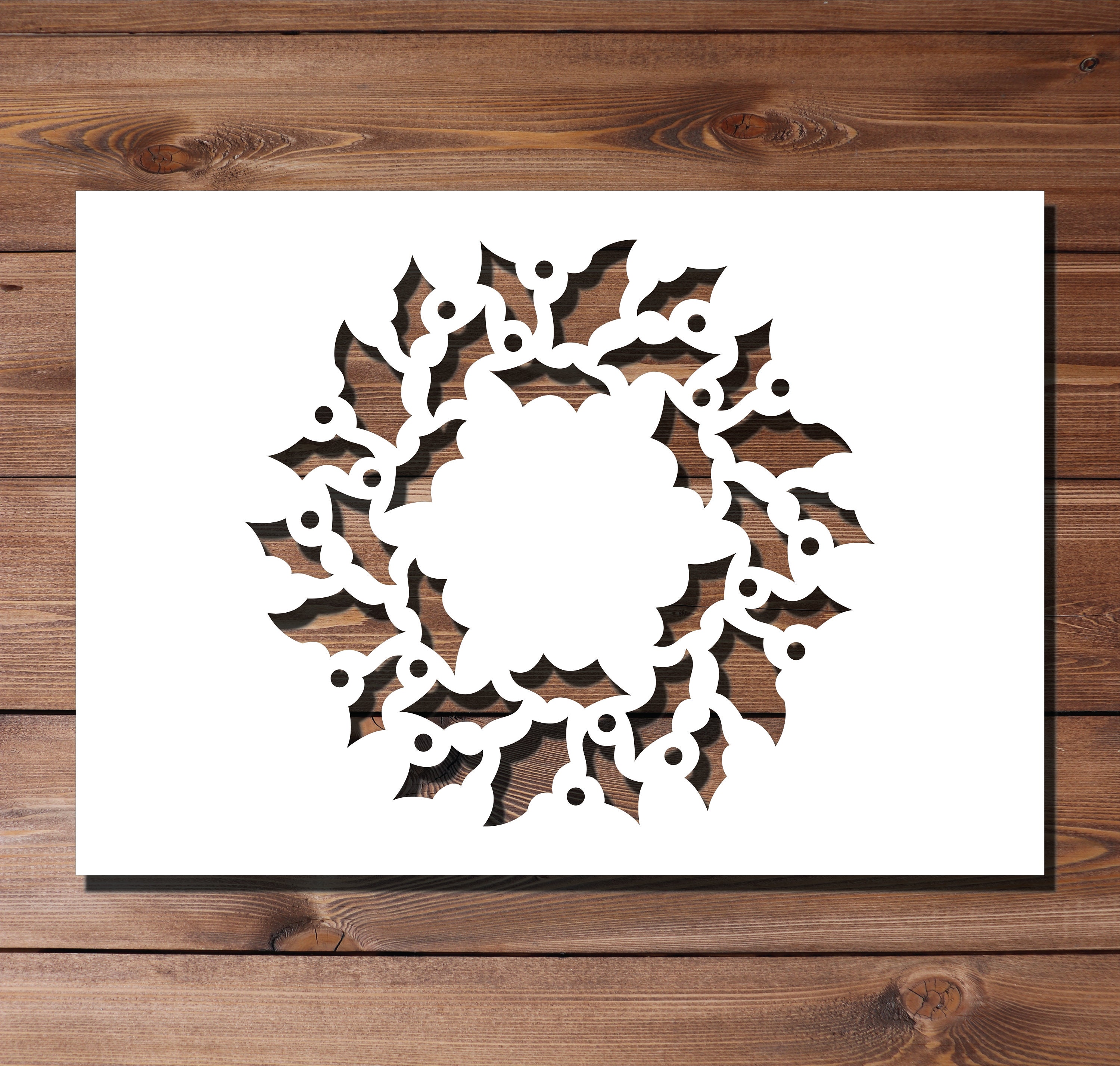 Holly Wreath Stencil A4 A3 Size 190 Micron Mylar Reusable Flexible Home ...