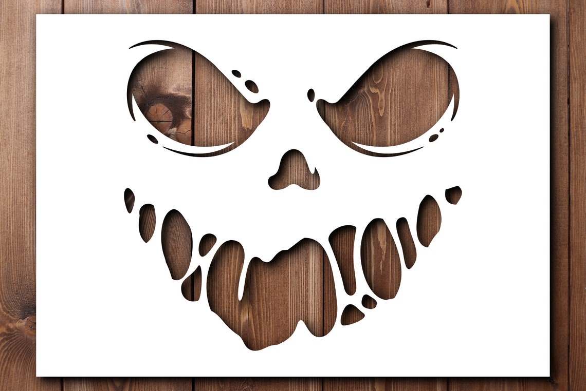 Scary Face Stencil A4 A3 Size 190 Micron Mylar Reusable Flexible Home Decor Craft Halloween ...