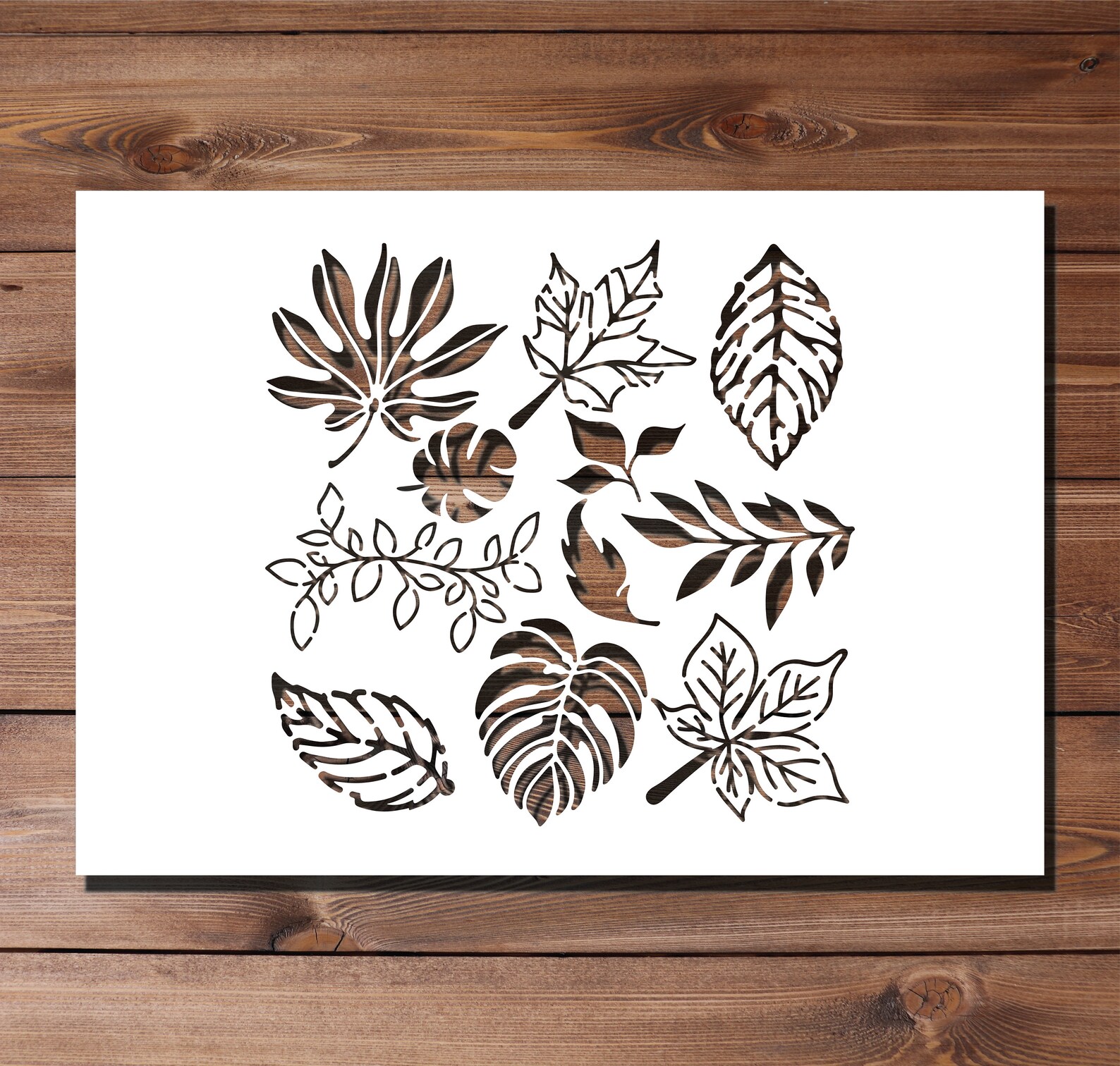 Leaf Stencil - A4 A3 Size 190 Micron Mylar Reusable Flexible Home Decor ...