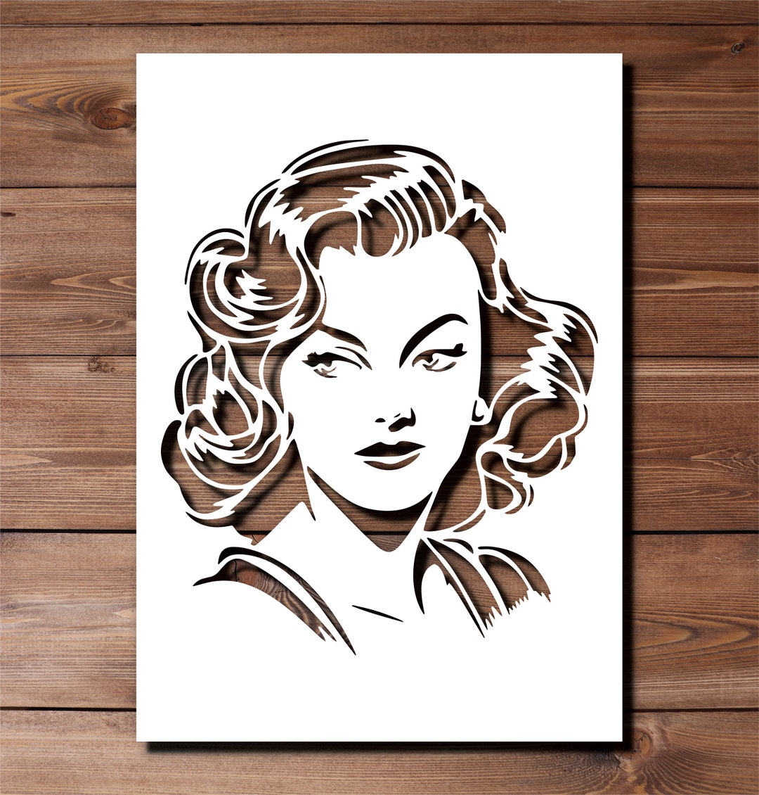 Woman Portrait Stencil A4 A3 Size 190 Micron Mylar Reusable Flexible Home Decor Craft Art Deco ...