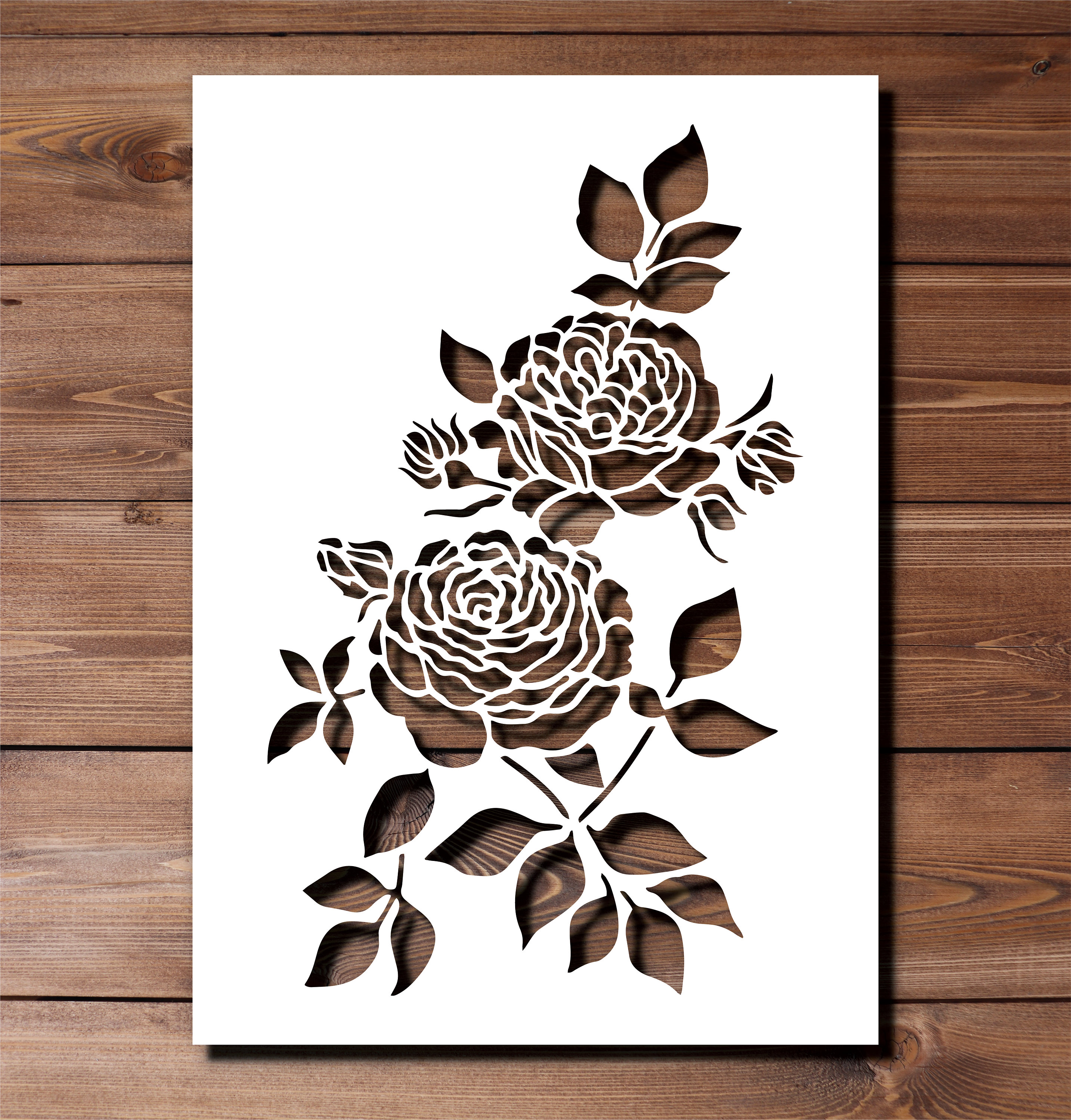 Rose Stencil A4 A3 Size 190 Micron Mylar Petals Reusable Flexible Home ...