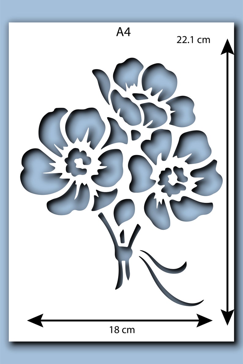 Flower Bunch Stencil A4 A3 Size 190 Micron Mylar Petals Reusable ...