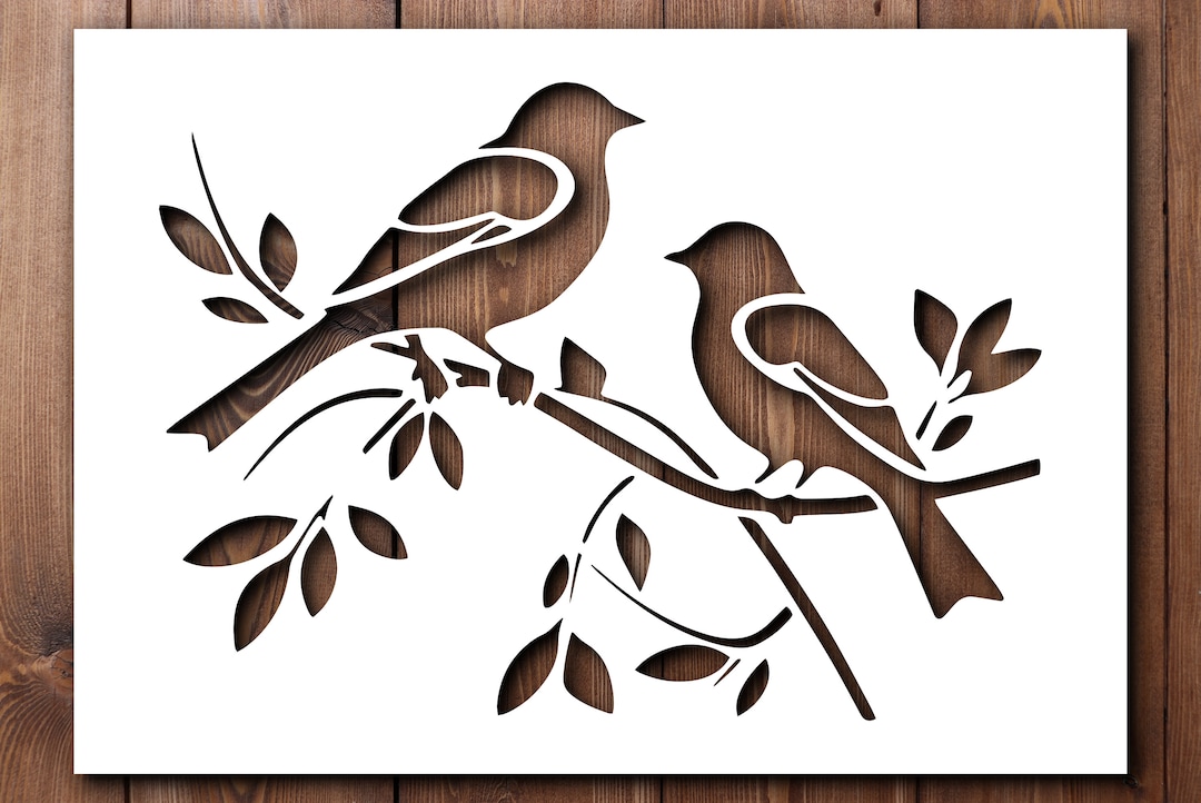 Birds on Branch Stencil A4 A3 Size 190 Micron Mylar Reusable Flexible ...