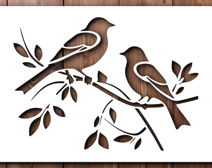 Birds on Branch Stencil A4 A3 Size 190 Micron Mylar Reusable Flexible ...