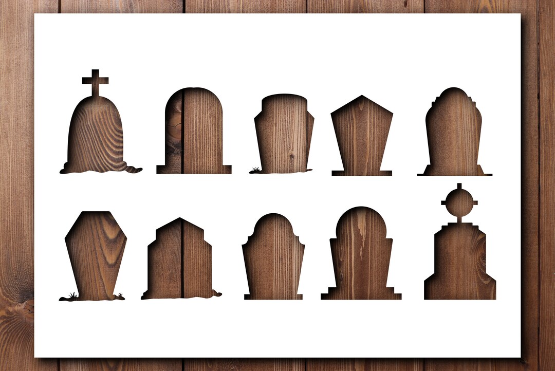 Graveyard Tombstones Stencil 1 A4 A3 Size 190 Micron Reusable Flexible ...