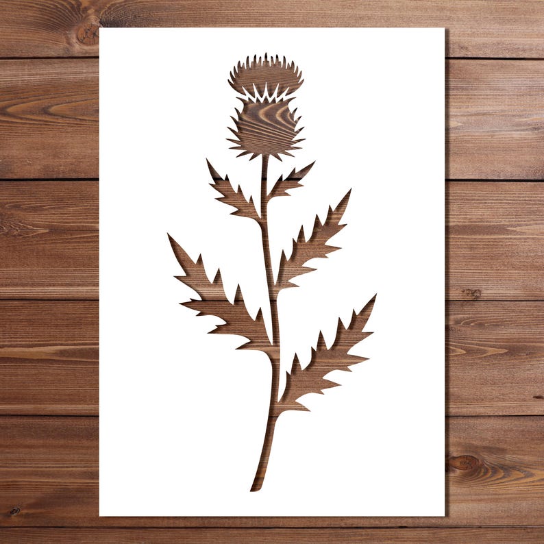 Scottish Thistle Stencil – Reusable Mylar Template for Painting on Wood ...