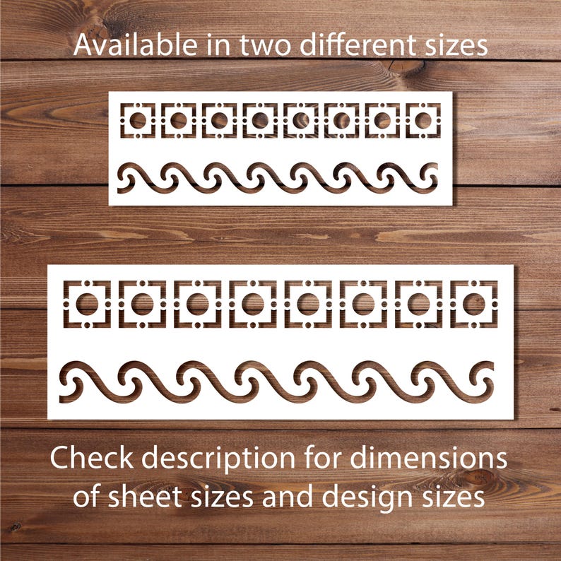 Decorative Border Stencil - Art Deco Square & Ocean Wave Designs ...