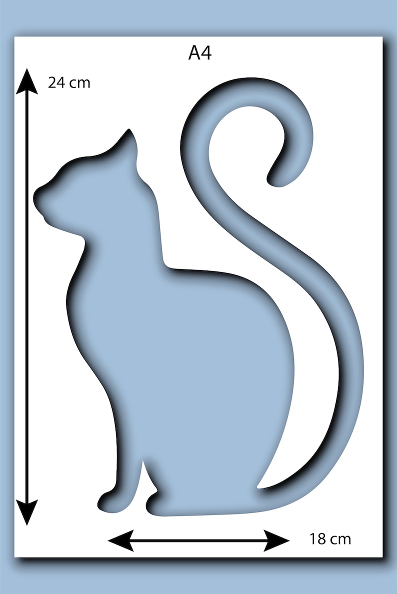 Cat Stencil A4 A3 Size 190 Micron Mylar Reusable Flexible Home Decor ...