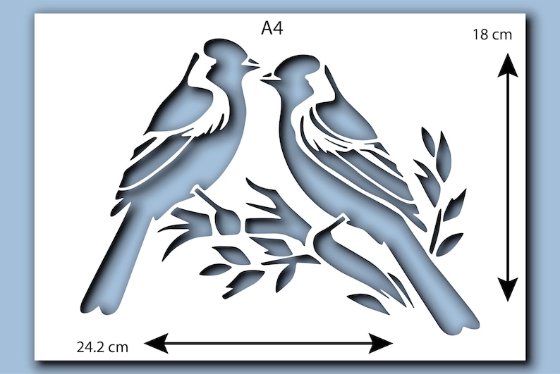 Birds on Branch Stencil A4 A3 Size 190 Micron Mylar Reusable Flexible ...