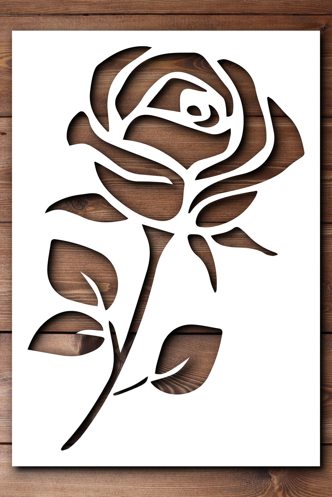 Single Rose Stencil A4 A3 Size 190 Micron Mylar Petals Reusable ...