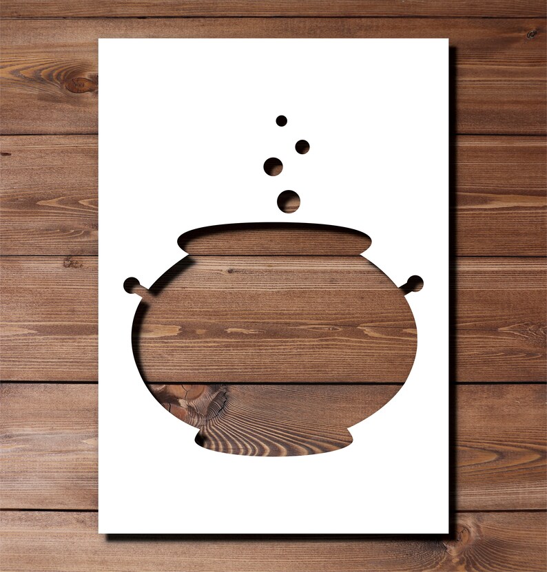 Witch's Potion Cauldron Stencil A4 A3 Size 190 Micron Reusable Flexible ...
