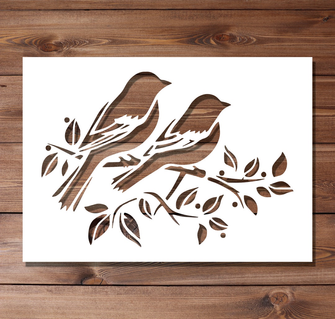 Birds on Branch Stencil A4 A3 Size 190 Micron Mylar Reusable Flexible ...