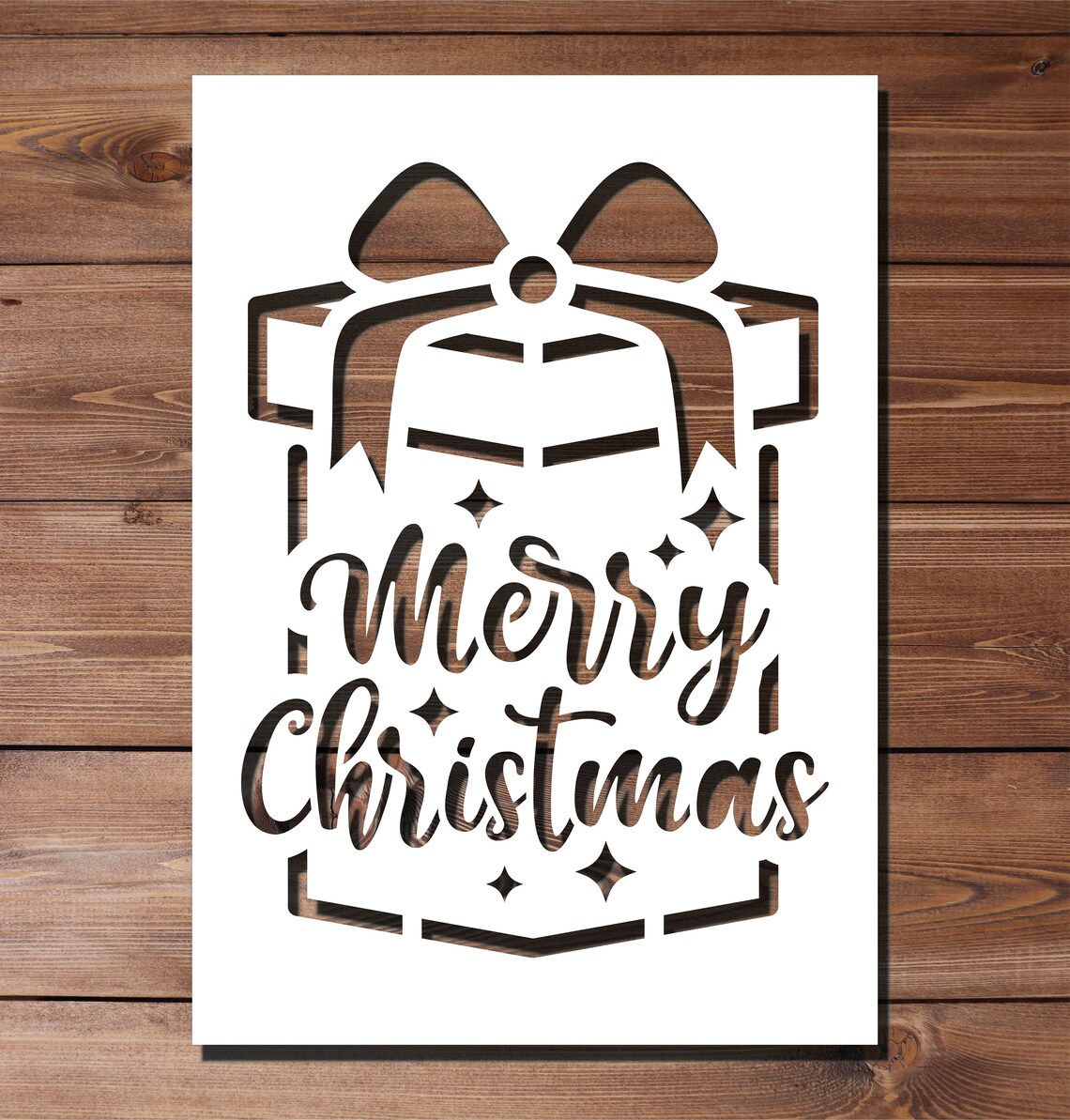Merry Christmas Present Stencil A4 A3 Size 190 Micron Mylar Reusable Flexible Home Decor Xmas ...