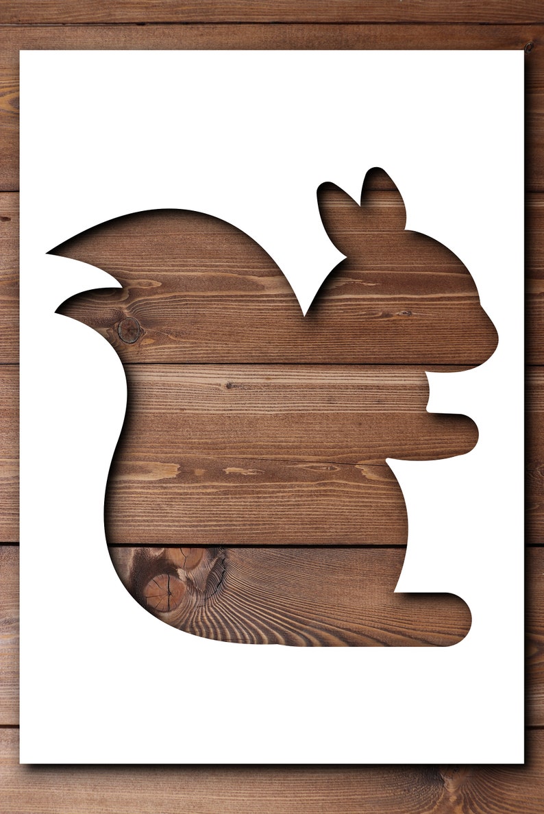 Squirrel Stencil A4 A3 Size 190 Micron Mylar Reusable Flexible Home Decor Craft Nut Wild Forest ...