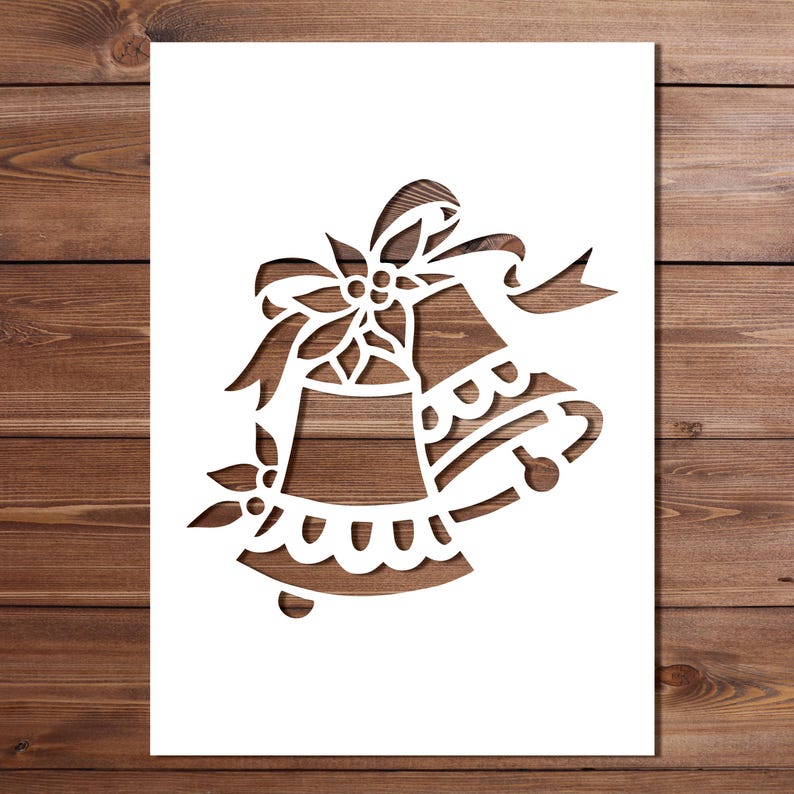 Xmas Bell Stencil A4 A3 Size - 190 Micron Mylar Reusable Flexible Home ...