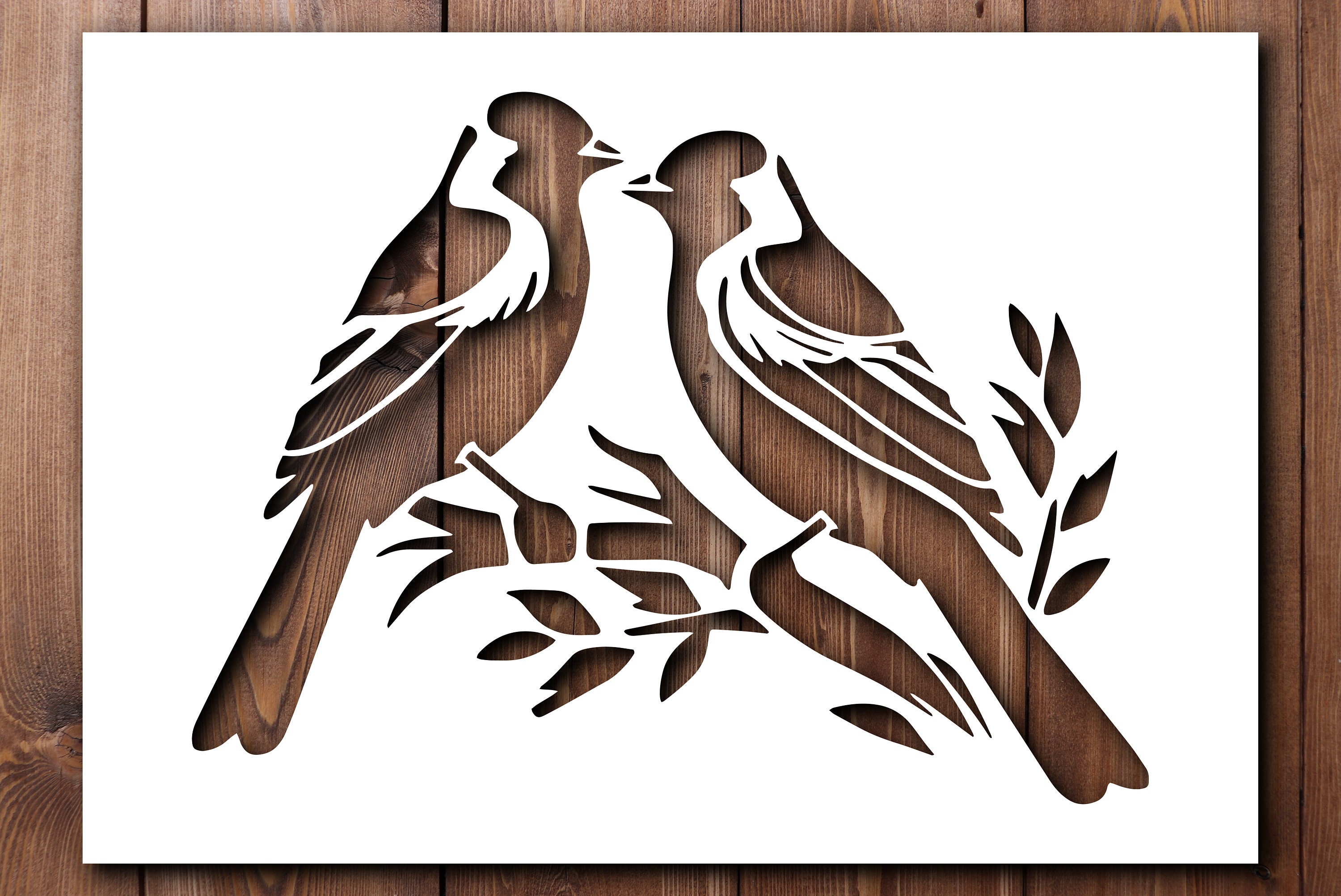 Birds on Branch Stencil A4 A3 Size 190 Micron Mylar Reusable Flexible Home Decor Craft Forest ...