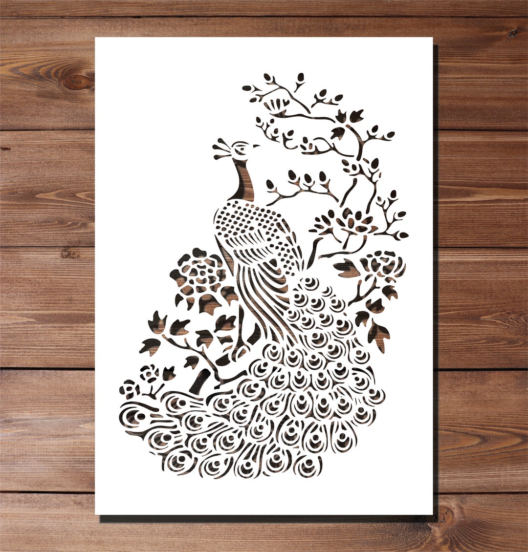 Peacock Stencil - A4 A3 Size 190 Micron Mylar Reusable Flexible Home ...