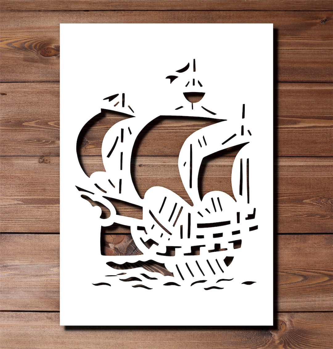 Sail Ship Stencil - A4 A3 Size 190 Micron Mylar Reusable Flexible Home ...