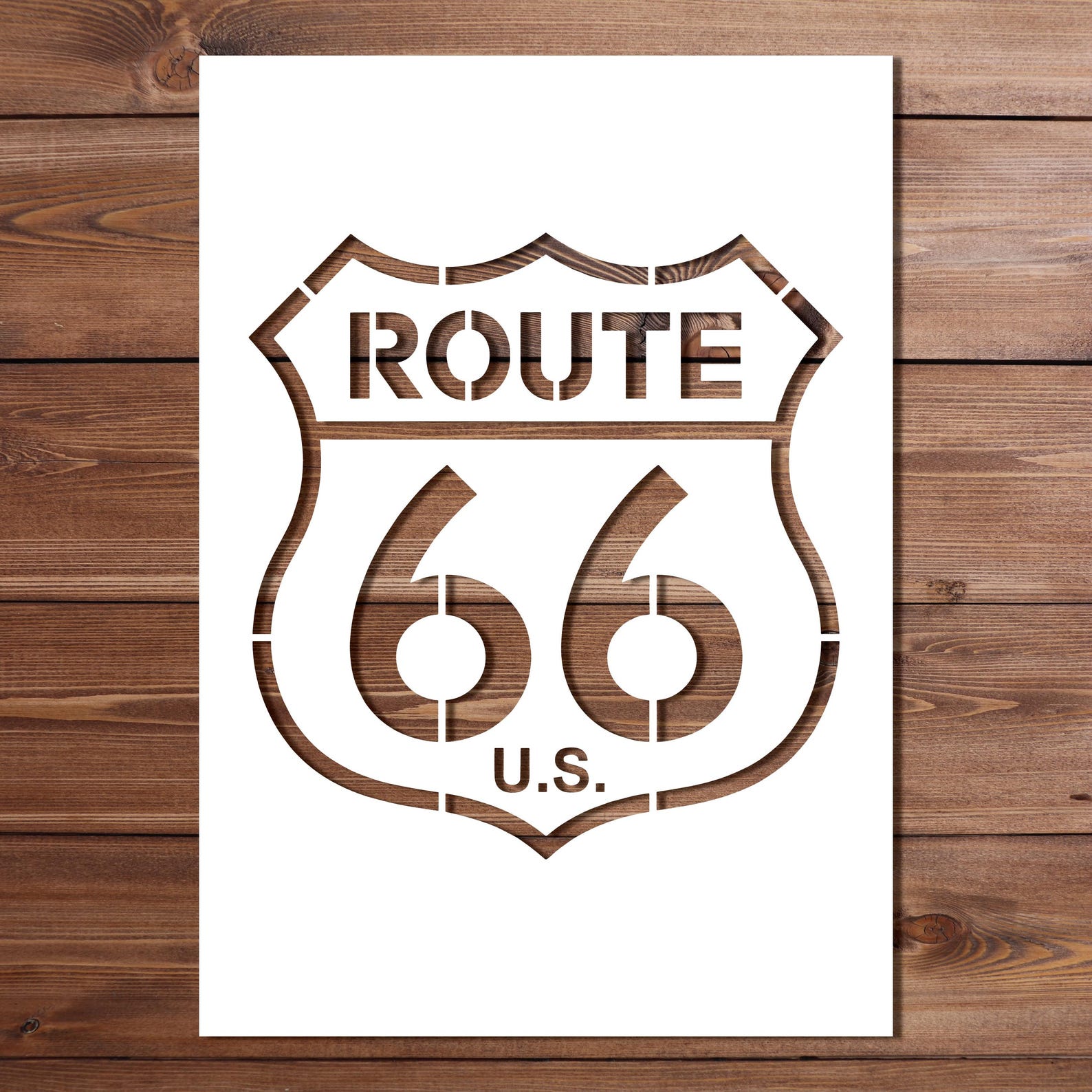 Route 66 Stencil - Vintage Highway Sign for Painting Wood, Walls ...