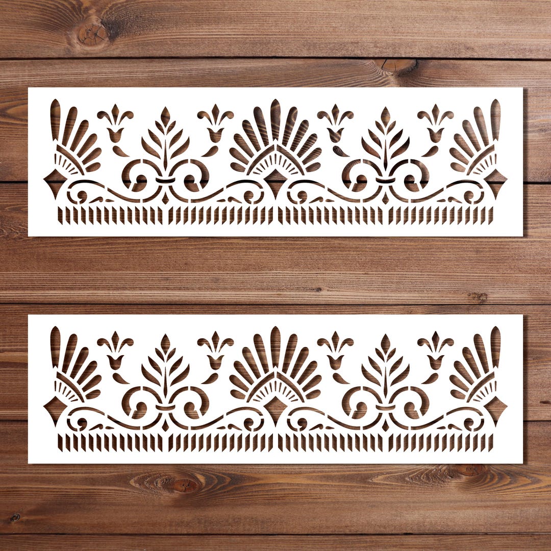 Art Deco Border Stencil (2 Pack) - for Furniture, Walls, Skirting ...