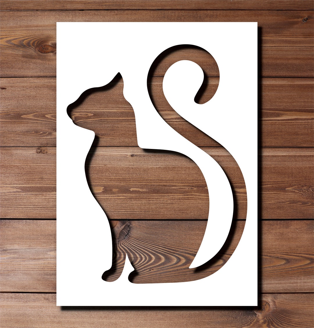 Cat Stencil A4 A3 Size 190 Micron Mylar Reusable Flexible Home Decor ...